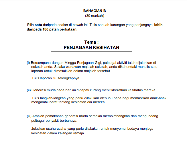 Contoh Soalan Karangan Tingkatan 1